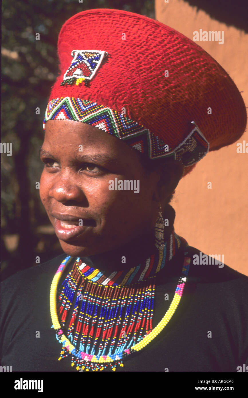 Colorful Woman In Native Zulu Tribe At Shakaland Center South Africa