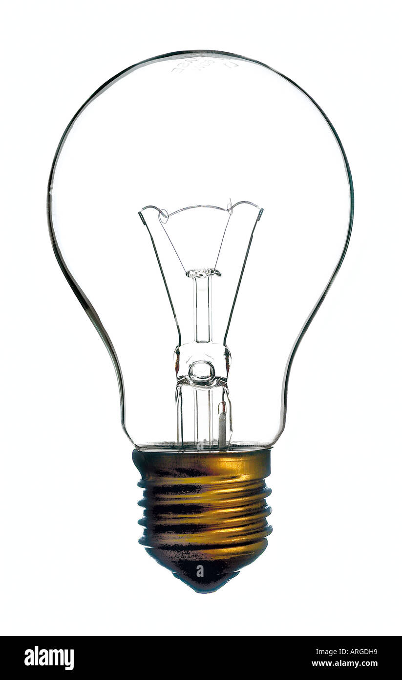 CLEAR LIGHT BULB ON A WHITE BACKGROUND Stock Photo - Alamy