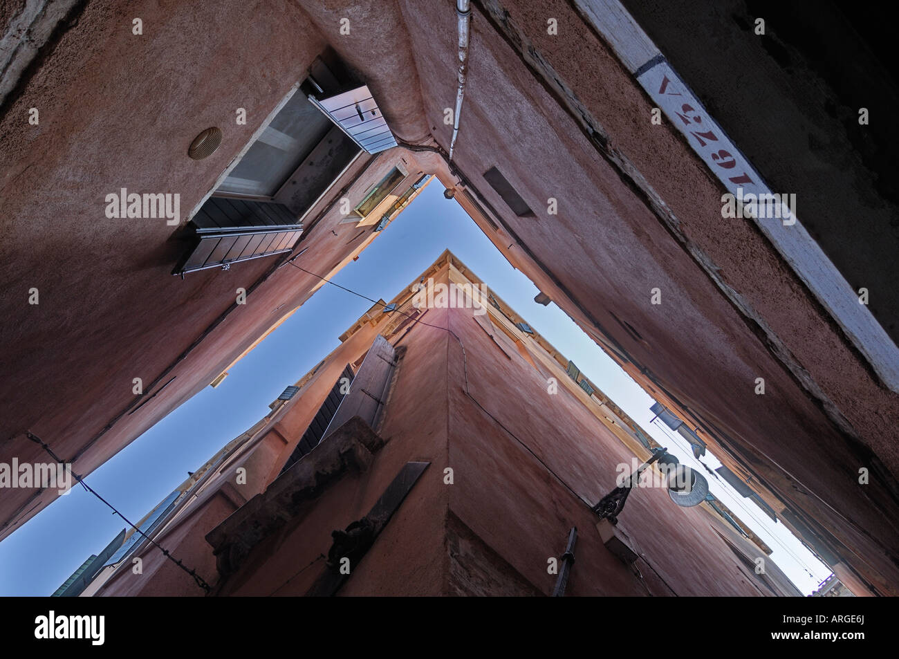 Narrow alleyway residential buildings under hi-res stock photography ...
