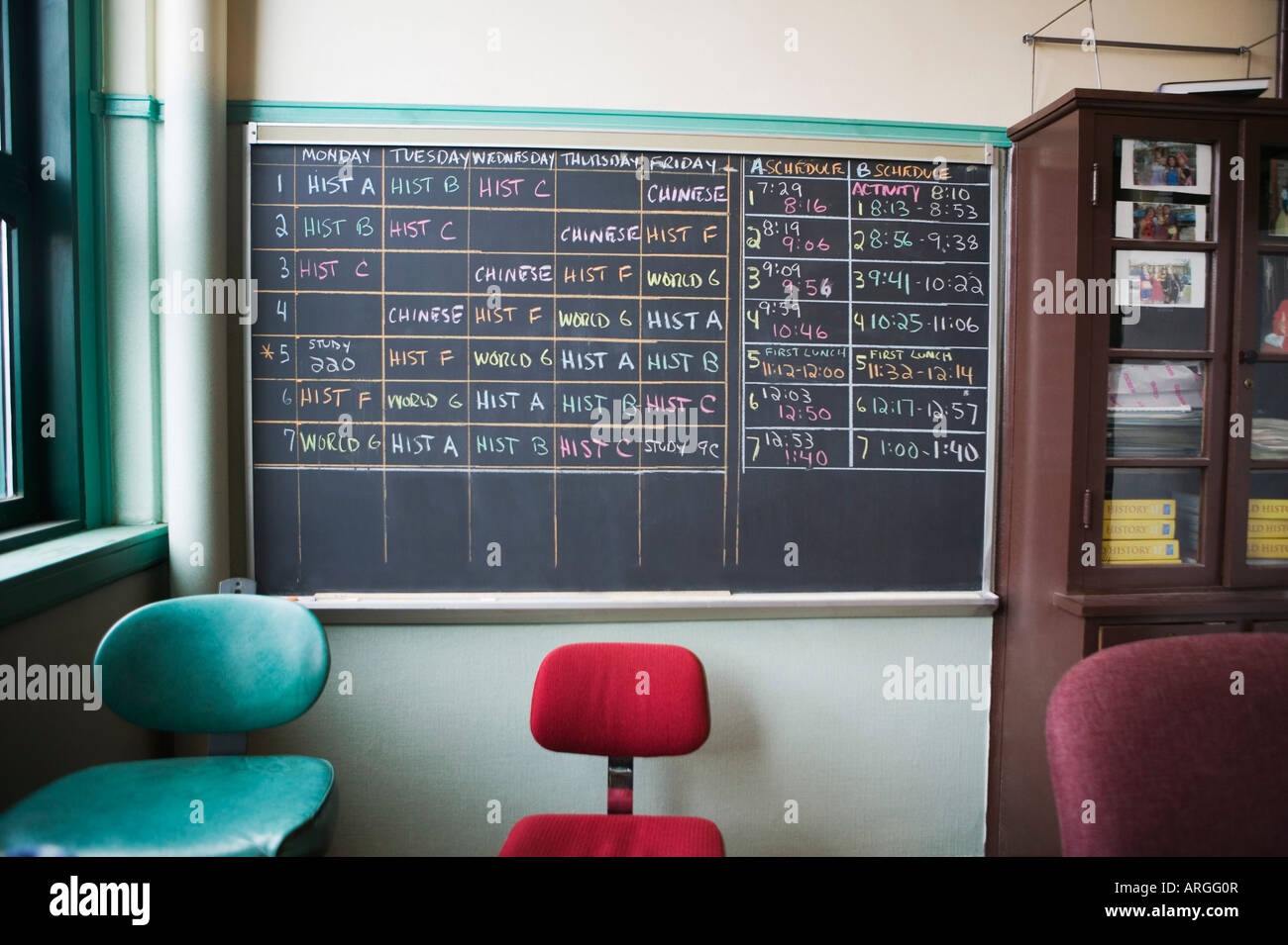 Class Schedule on Blackboard Stock Photo - Alamy