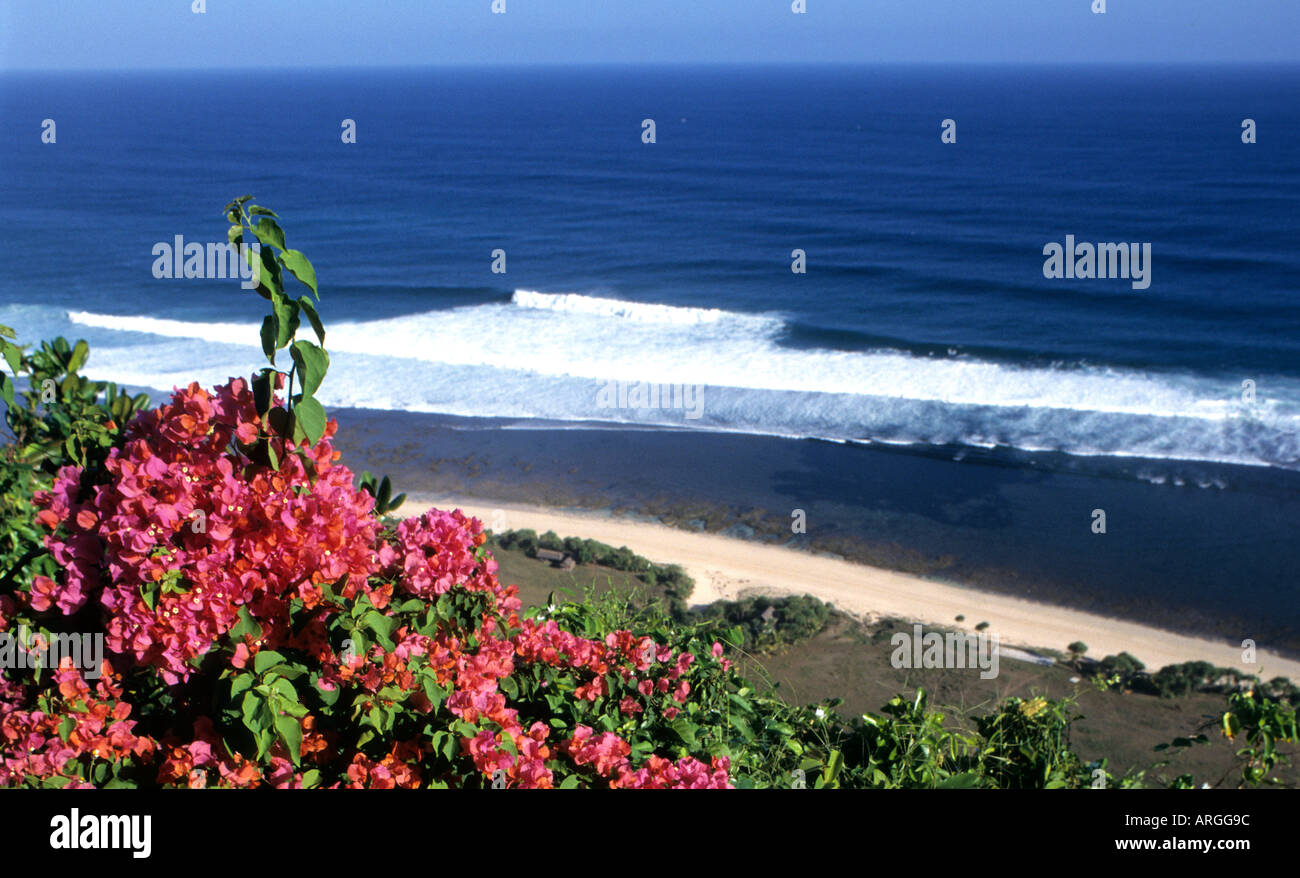 Bali Blue water beach shore coast shoreline people Stock Photo - Alamy