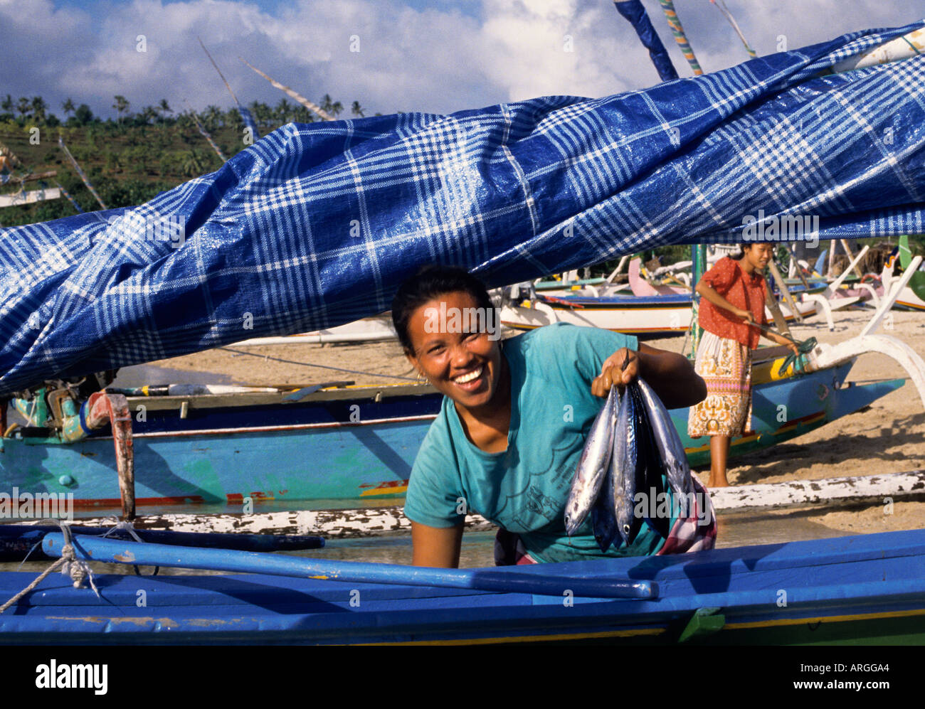 Bali Indonesia Fisherman Fish Beach Sailing Boat Stock Photo - Alamy