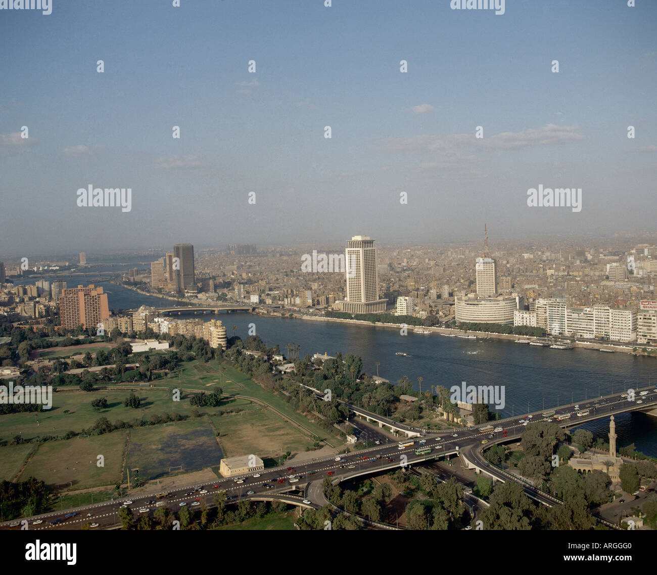 The city of Cairo shimmering beneath a haze of pollution and stretching ...