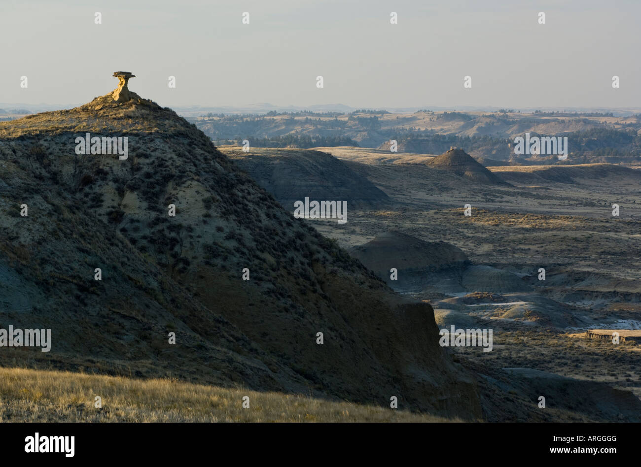 Caprock or mushroom sandstone formation in Hell Creek Formation near ...