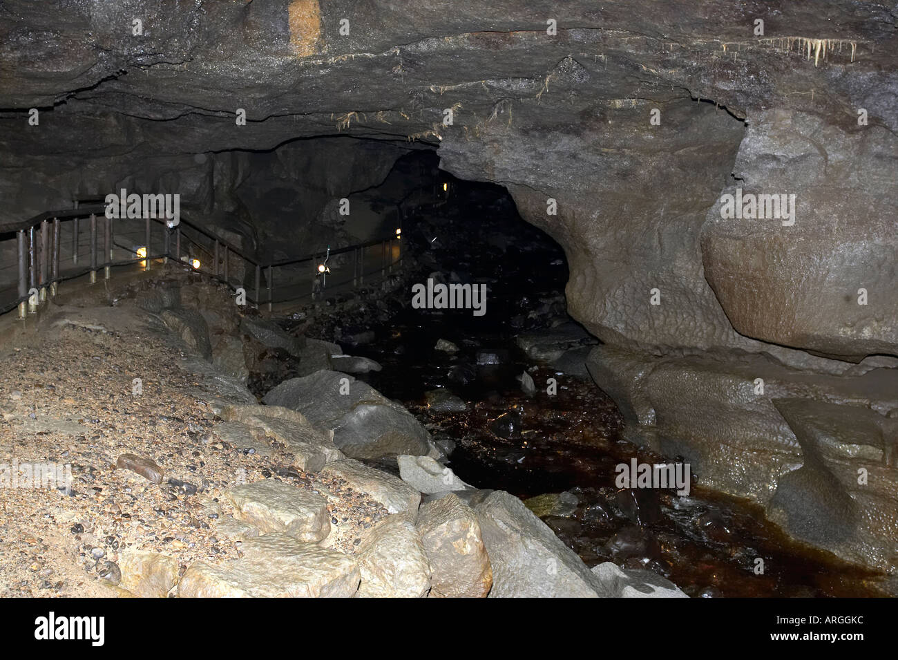 pathway through the caves and along the underground river in Marble ...