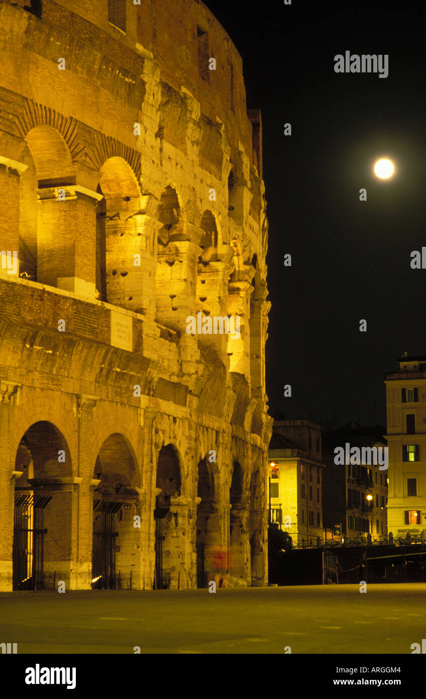 The Colosseum lit up at night Rome Stock Photo - Alamy