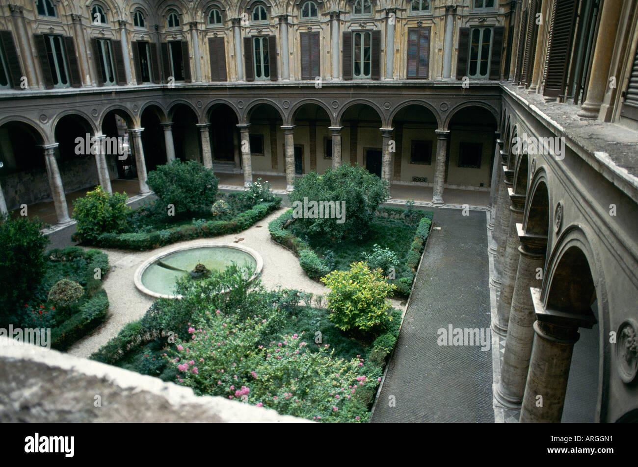 Viewed across one of the building s five planted courtyards a section ...