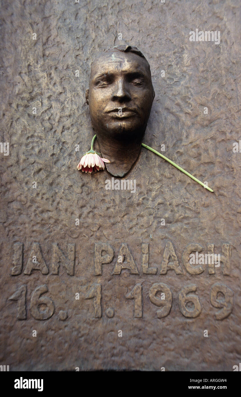 The brass sculpted head bearing a single flower as a memorial to Jan ...