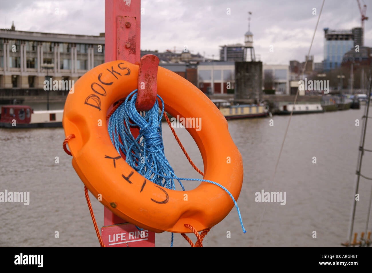Life Ring Bristol Harbour Stock Photo - Alamy