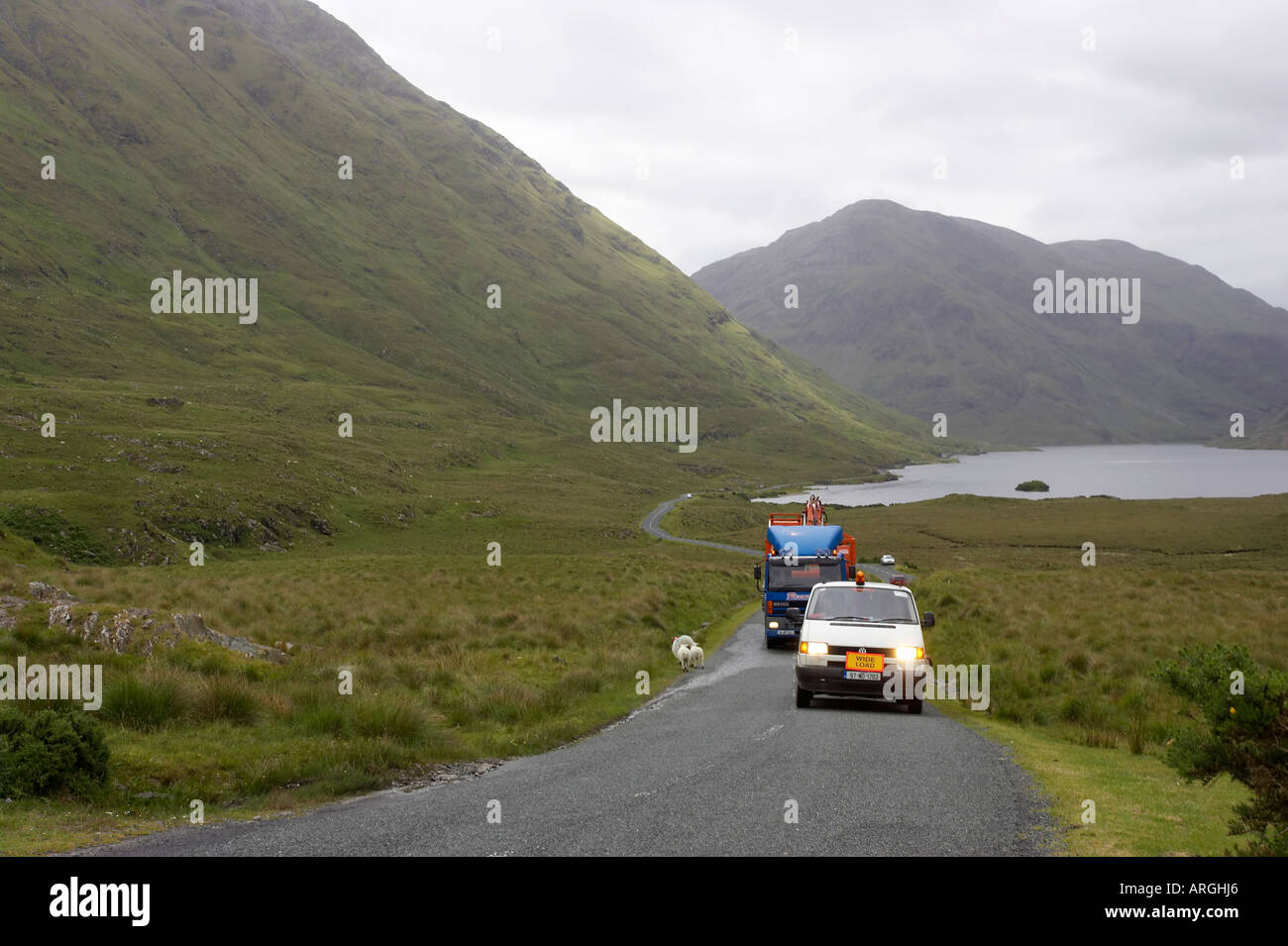 wide load lorry approaching on single small highway Doulough County ...