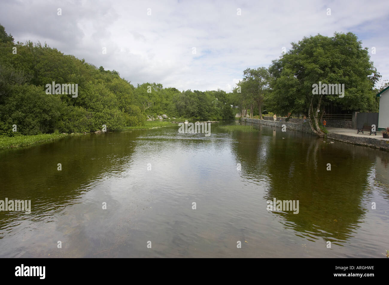 river and canal flowing through Cong village County Mayo Republic of ...