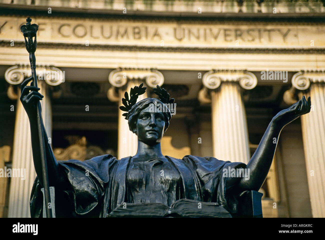 Statue of Alma Mater on her pedestal by Daniel Chester French Detail of ...