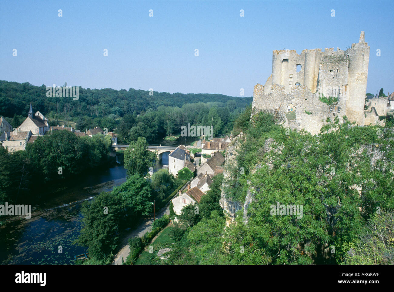 Set high on the hillside the ruined 12th 15th century castle dominating ...