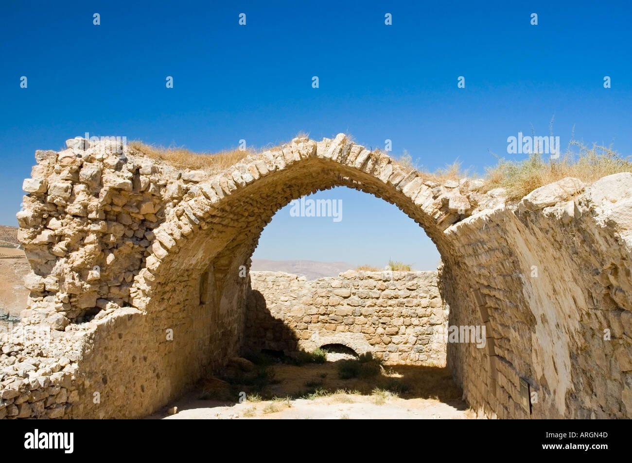 Stone walls and arch, Karak, Kerak, Crusader castle, redoubt, Hashemite ...
