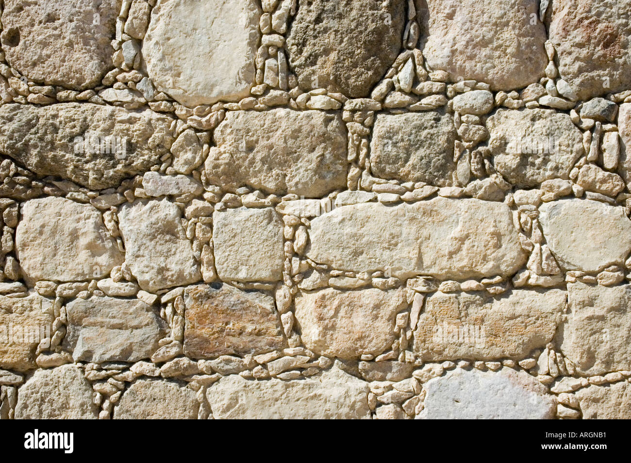 Stone wall detail, small fill in stones, Citadel, Jebel al-Qala'a ...
