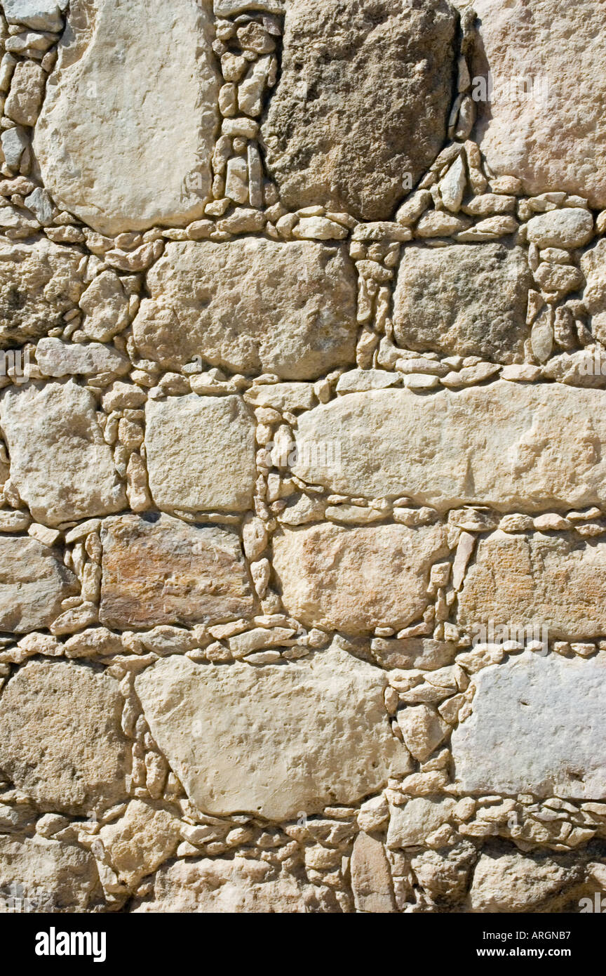 Stone wall detail, small fill in stones, Citadel, Jebel al-Qala'a ...