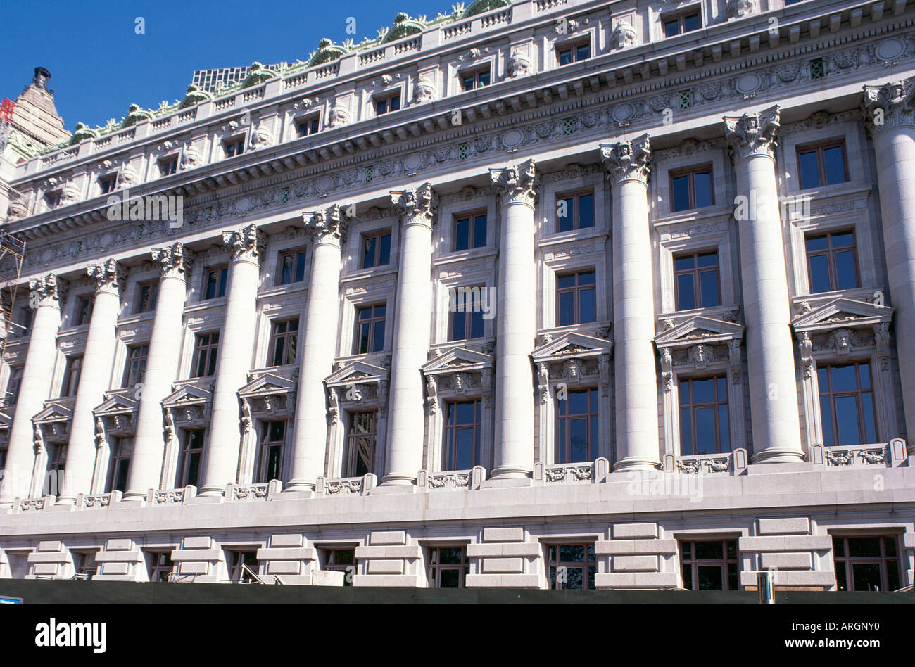 Columns decorate the facade of the former US Custom House now housing ...