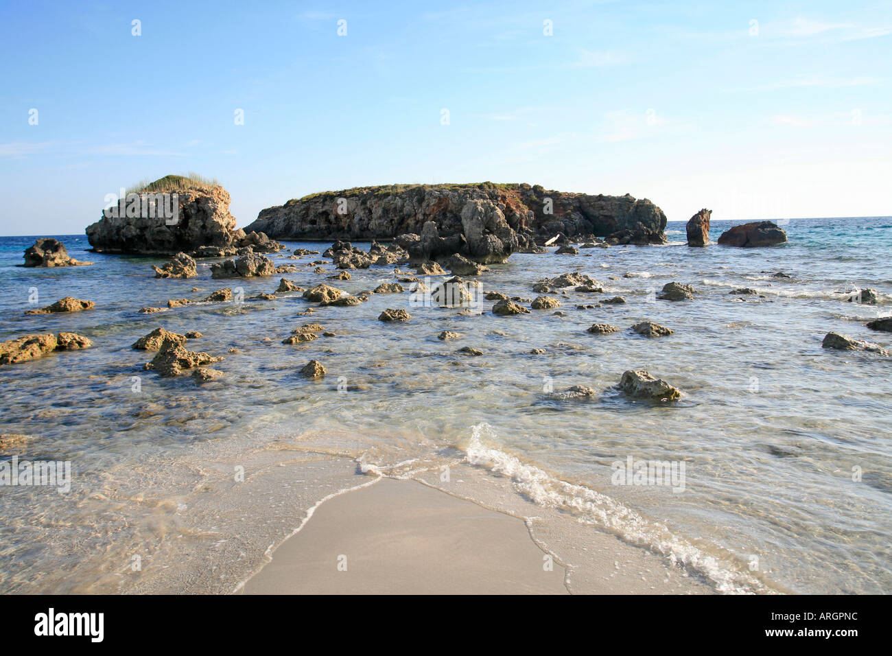 Sand, Sea and Rocks at Escull Codrell, St Thomas, Menorca , Balearic ...