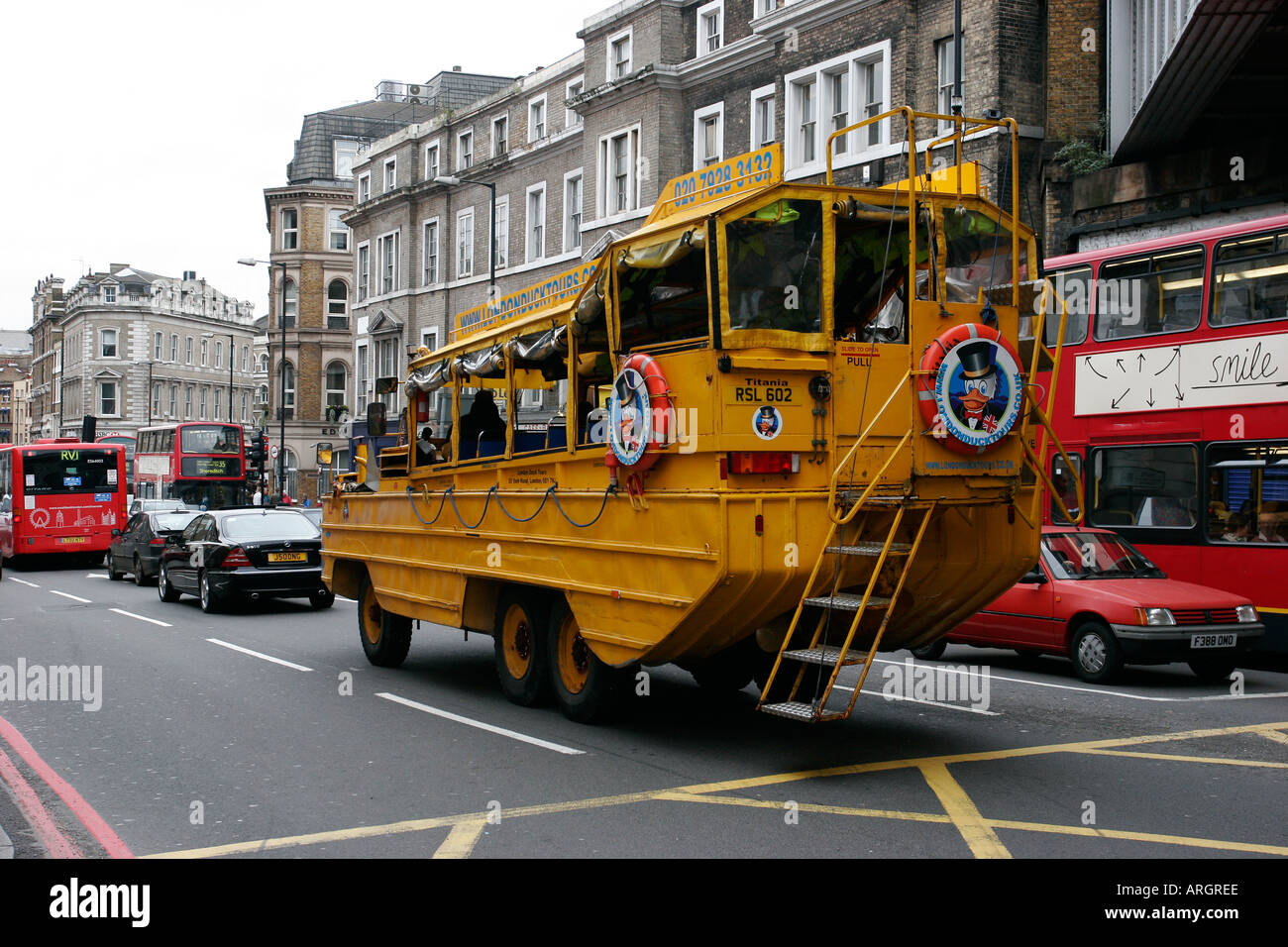 The duckbus an amphibious bus Southwark London Stock Photo - Alamy