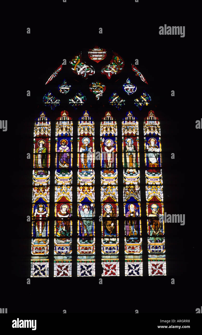 An arched stained glass window inside Quimper Cathedral Stock Photo - Alamy