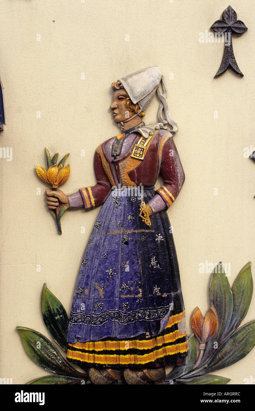 Detail of typical Breton motifs commonly used in the faience decoration ...