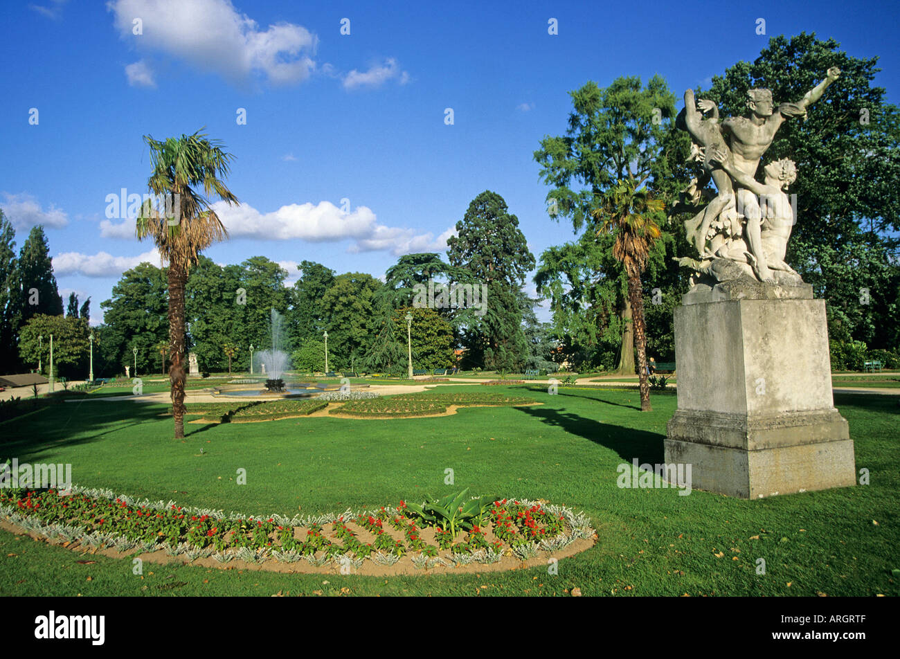 A classical style statuary group set amidst the lawns of Tabor Gardens ...