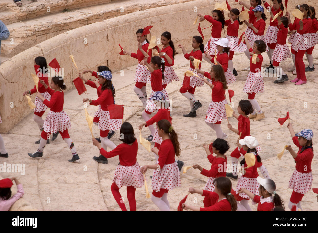 Palmyra Syria Concert for president Assad and Bassar al Assad. Children ...