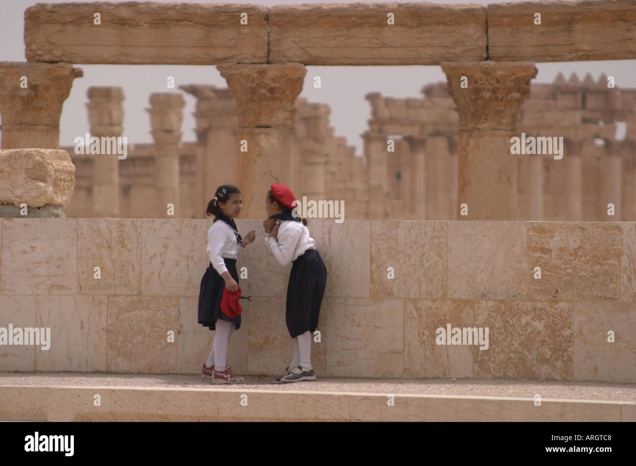 Palmyra Syria Children playing, two schoolgirls Stock Photo - Alamy