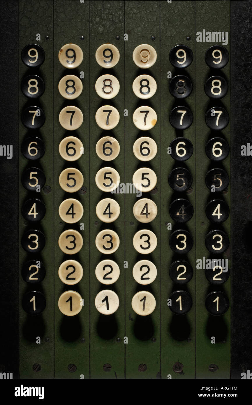 Keyboard of a Vintage Mechanical Adding Maching Stock Photo - Alamy