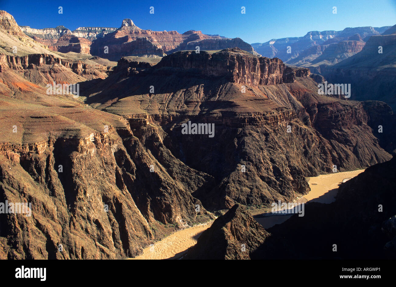 From the viewpoint of Plateau Point the waters of the Colorado river ...