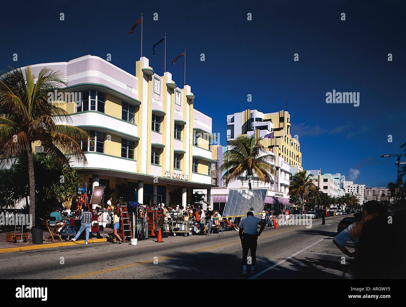 Filming on location in the South Beach area of Miami Stock Photo - Alamy