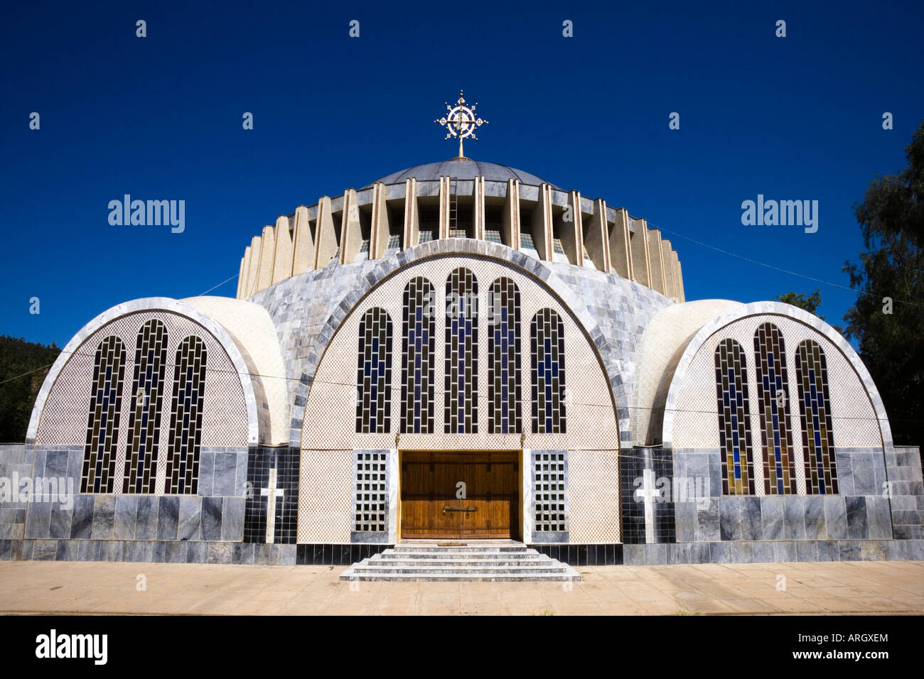 Facade of a new church, Church of St. Mary of Zion, Axum, Ethiopia ...