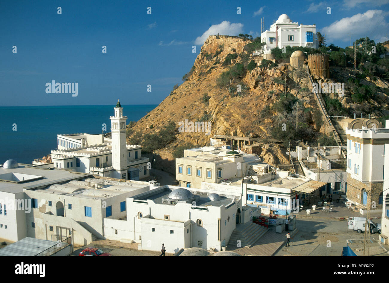 The whitewashed Moorish style buildings of the small spa town of ...
