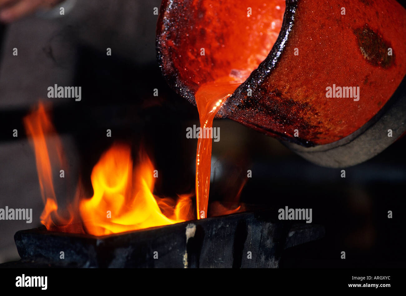 Red hot molten gold being poured during a demonstration at Gold Reef ...