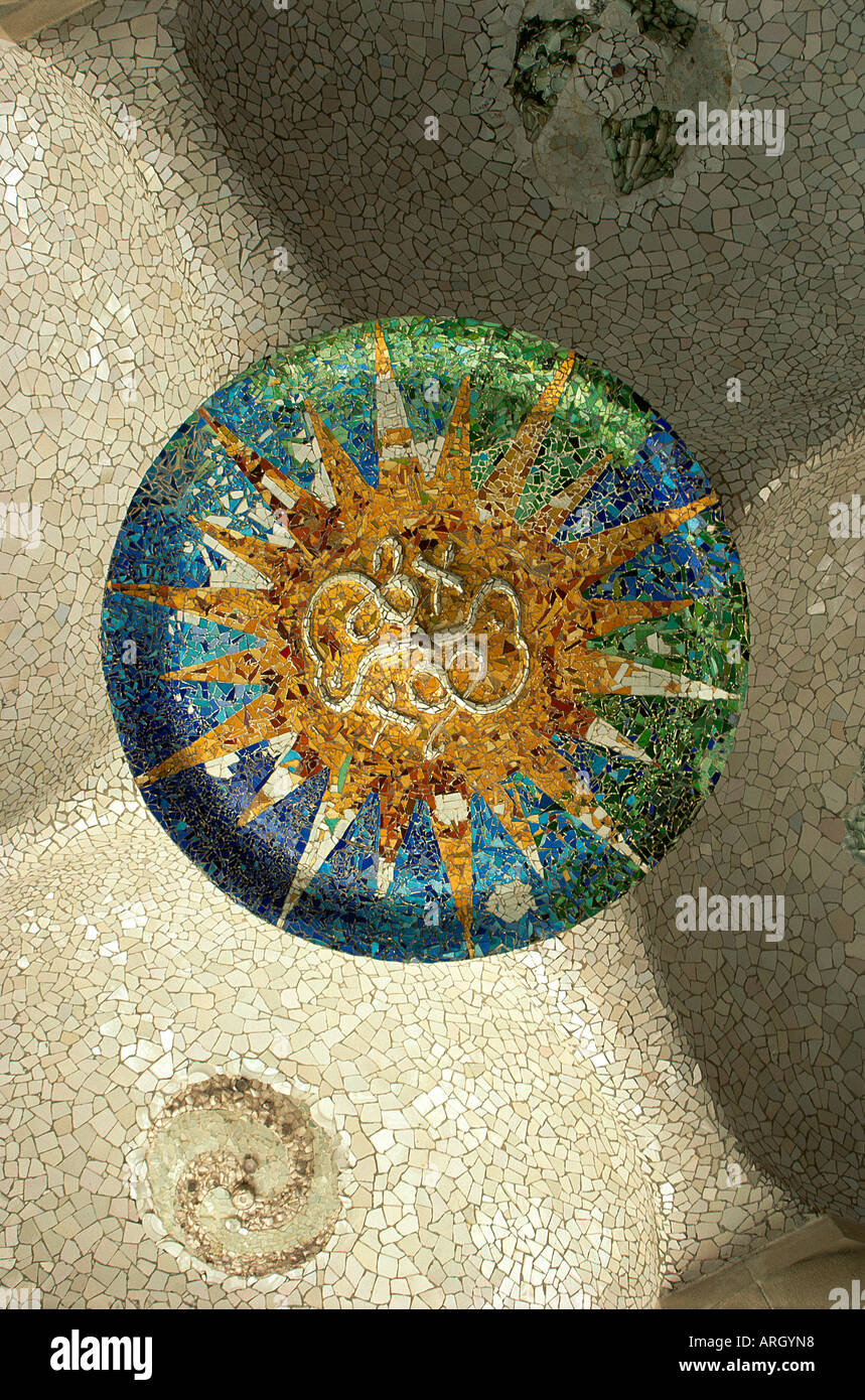 Detail of a decoration by Gaudi on the underside of Gran Placa in the ...