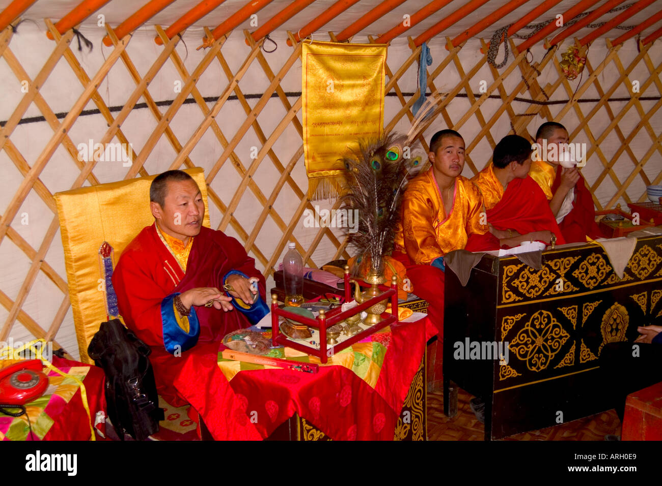 Monks at the Famous Erdene Zuu Monastery 1586 in Mongolia Stock Photo ...