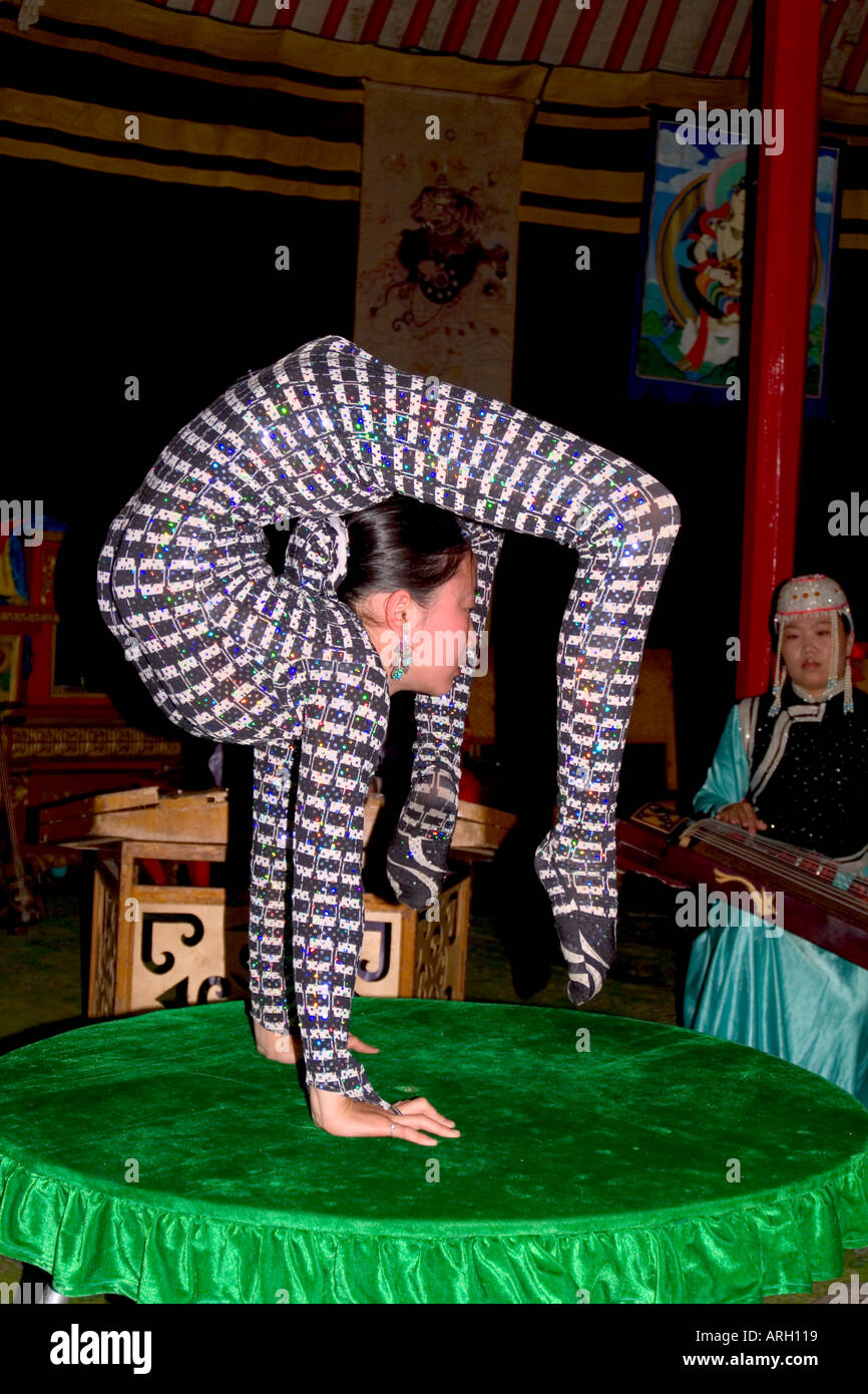 Woman Contortionist Performing on a Table in Ulaan Baatar Mongolia ...