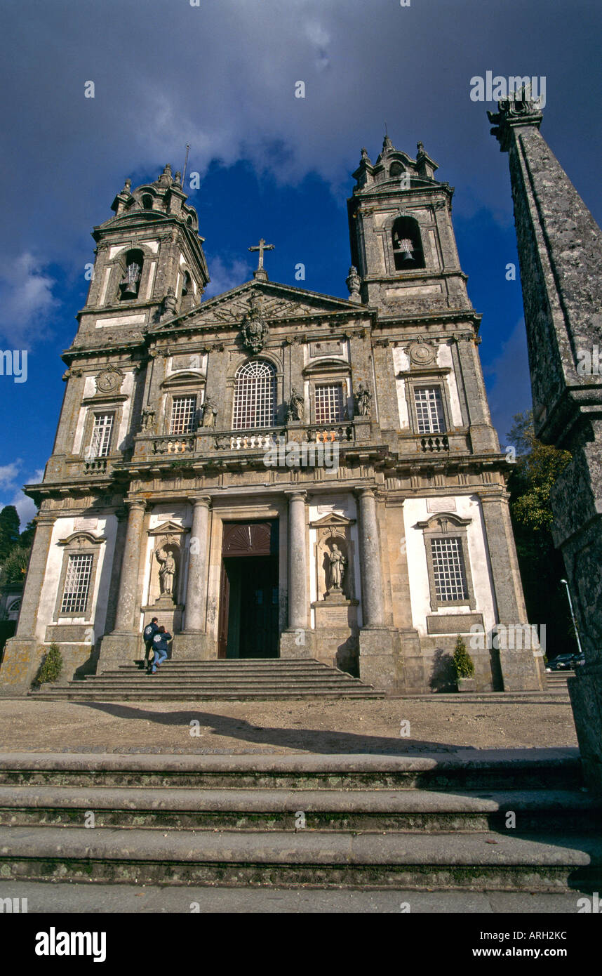 The facade of Bom Jesus with its twin campaniles and large arched ...