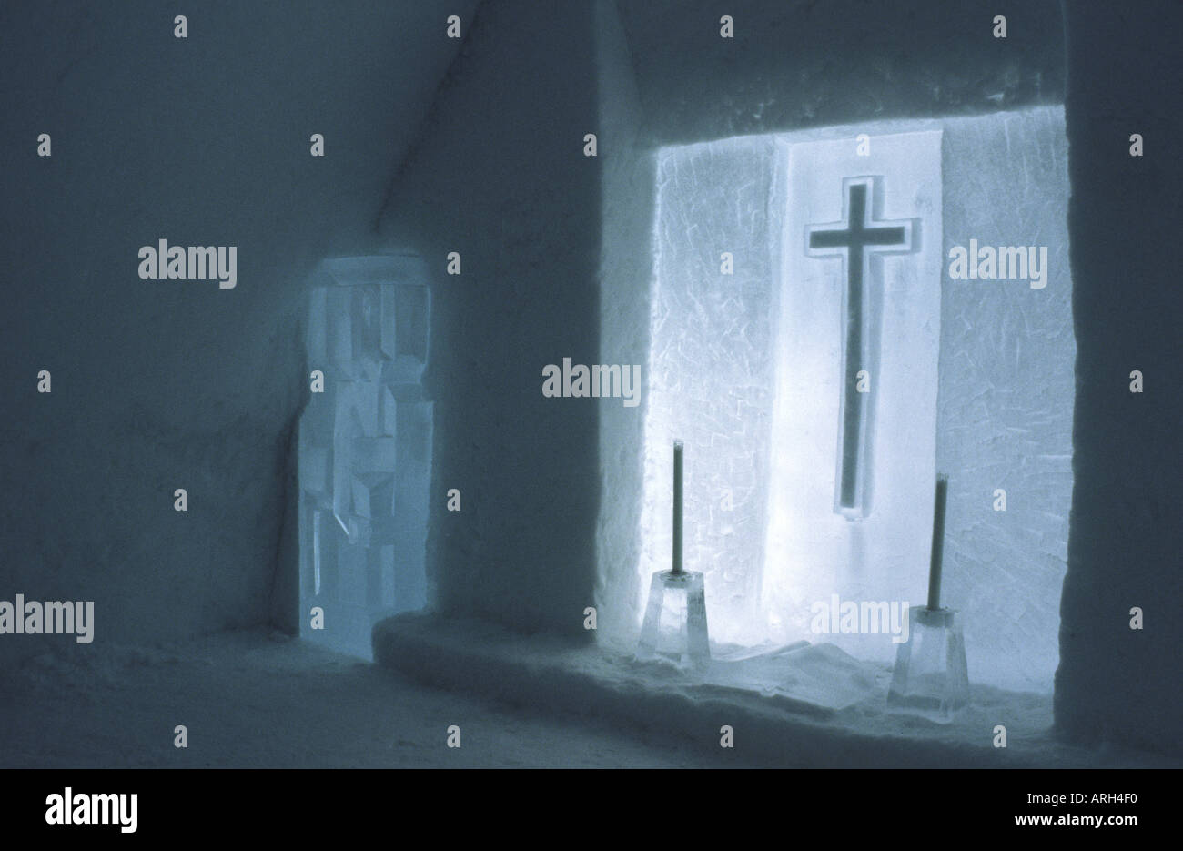 ice hotel - altar in ice chapel Stock Photo - Alamy