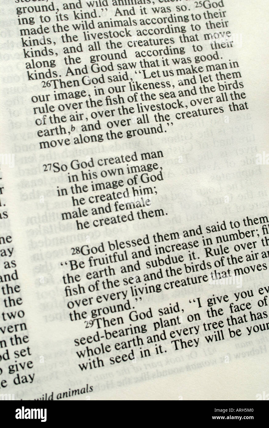 The first page of the Holy Bible Genesis and the beginning God creates ...