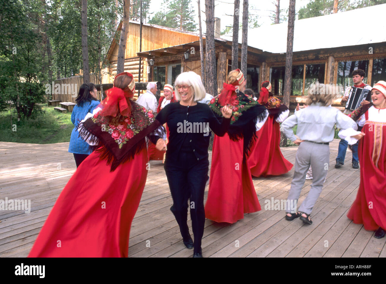 Singers and Tourists Dance to Traditional Music in Irkutsk Siberia ...