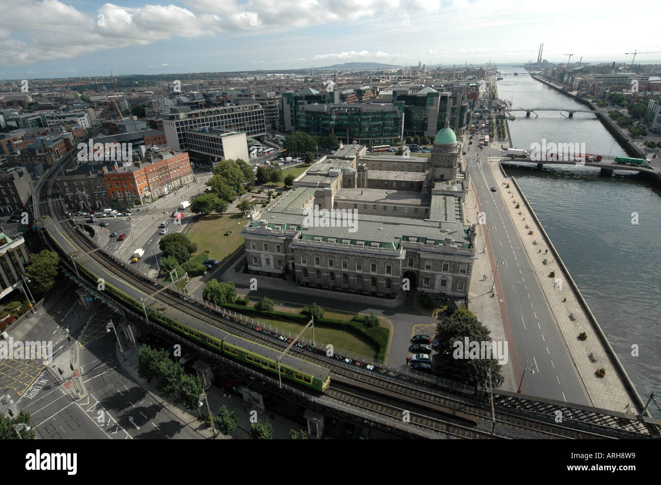 An overhead aerial view of the city of Dublin in Ireland Stock Photo ...