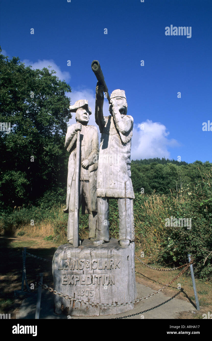 Lewis and Clark Statue at Fort Columbia Park in Chinook Washington ...
