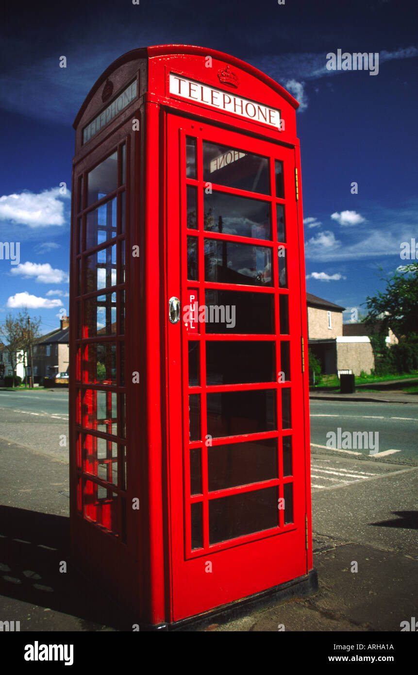 Red telephone box in England UK Stock Photo - Alamy