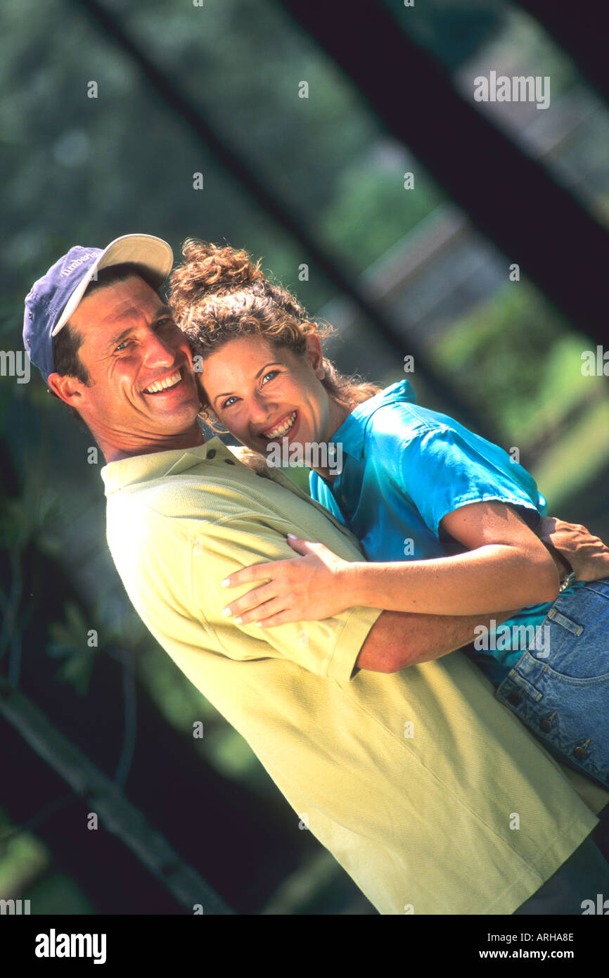 Relaxed Romantic Couple Hugging and Having Fun Stock Photo - Alamy