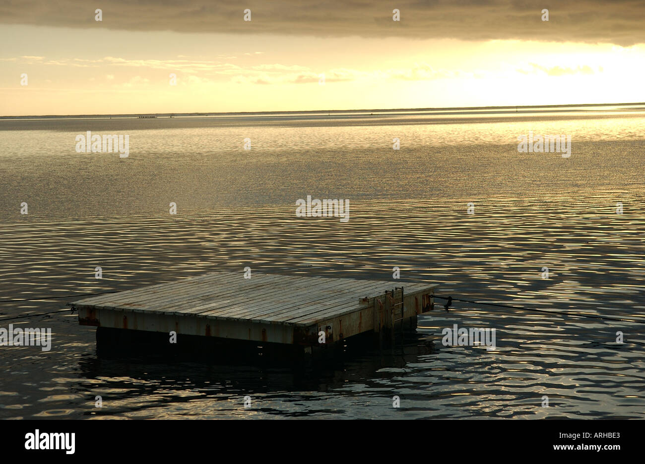 An empty raft in the sea Moorea Tahiti French Polynesia South Pacific ...