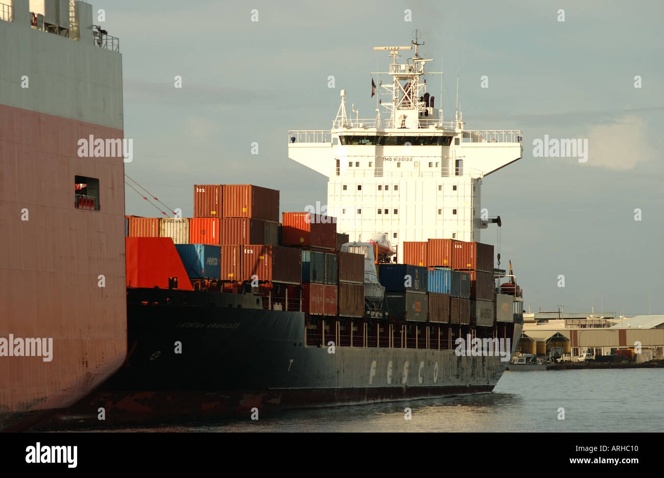 Containers loaded on a ship Papeete Tahiti French Polynesia South ...