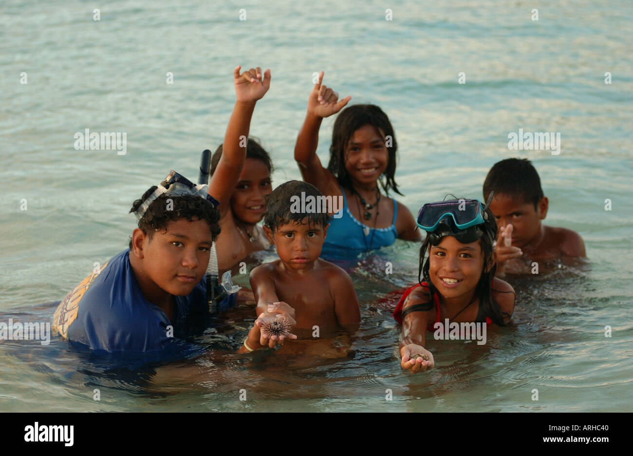 A group of young boys and girls 8 16 Moorea Tahiti French Polynesia ...
