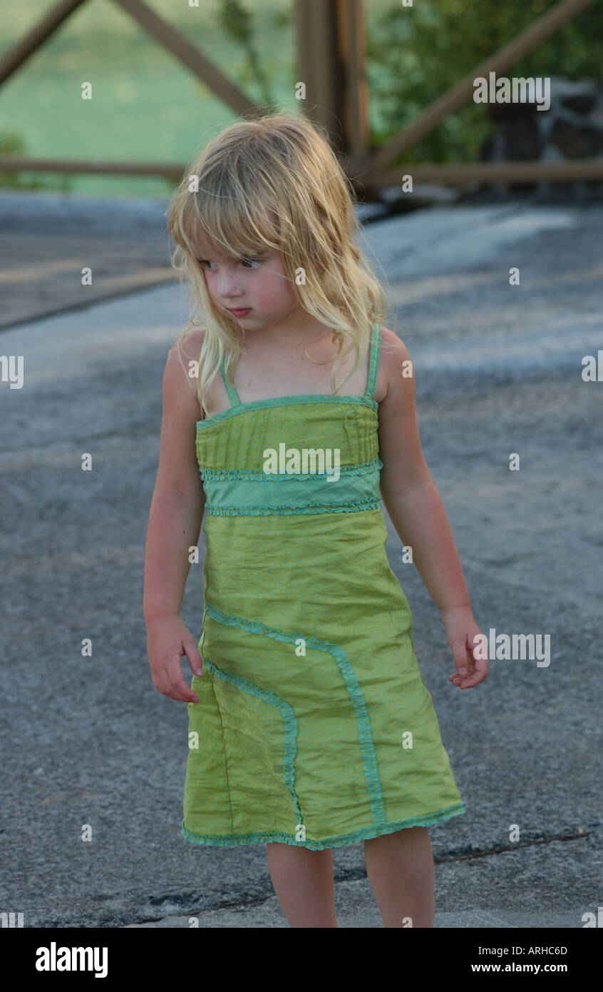 A young girl 6 8 standing outdoors Moorea Tahiti French Polynesia South ...