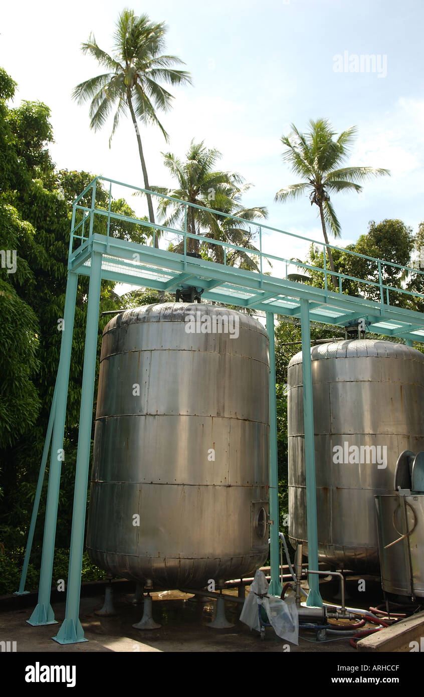 Two huge metal containers Moorea Tahiti French Polynesia South Pacific ...